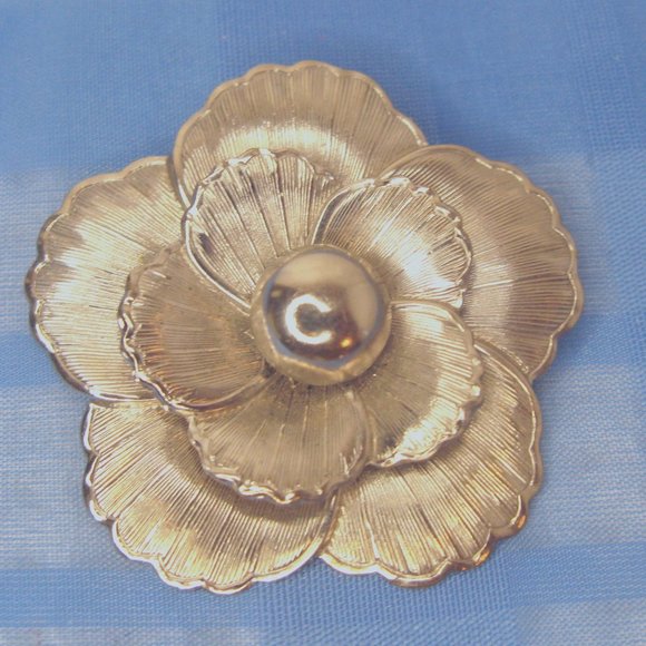 Vintage | Accessories | Vintage Silver Tone Textured Floret Flower ...